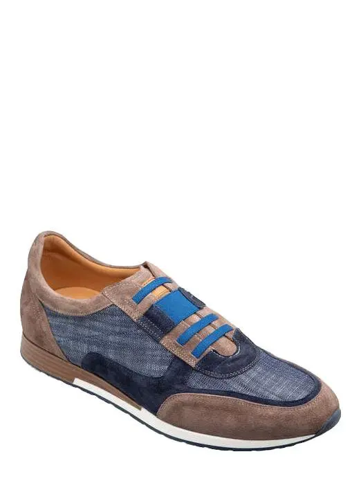 Mezlan Caleta Suede And Textile Low-top Sneakers - Taupe/blue