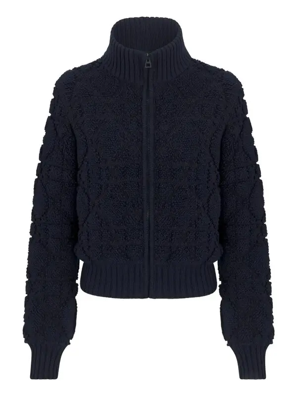 Dior Alps Macrocannage Zipped Cardigan - Navy Blue