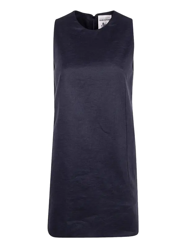 SEMICOUTURE Sleeveless Round Neck Dress - Black