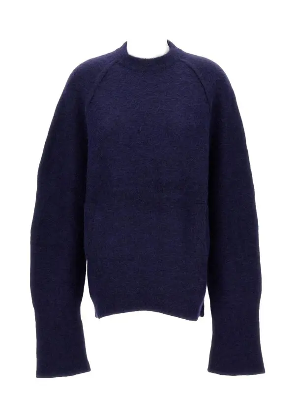 MAISON JEJIA Crew Neck Sweater With Raglan Sleeves And Kangaroo Pocket - Blue