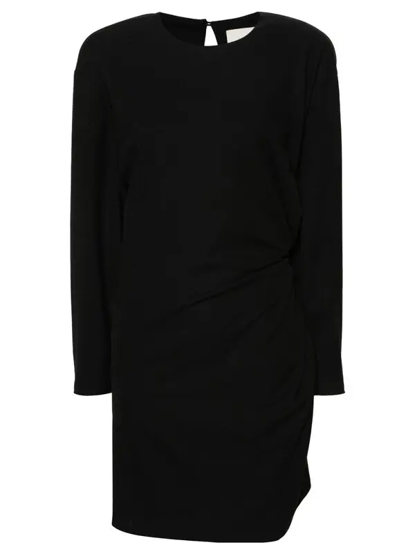 AERON Draped Long Sleeve Dress - Black