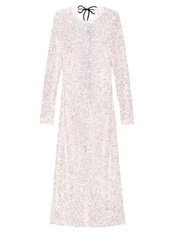 GANNI Sequinned Long Sleeve Maxi Dress - White