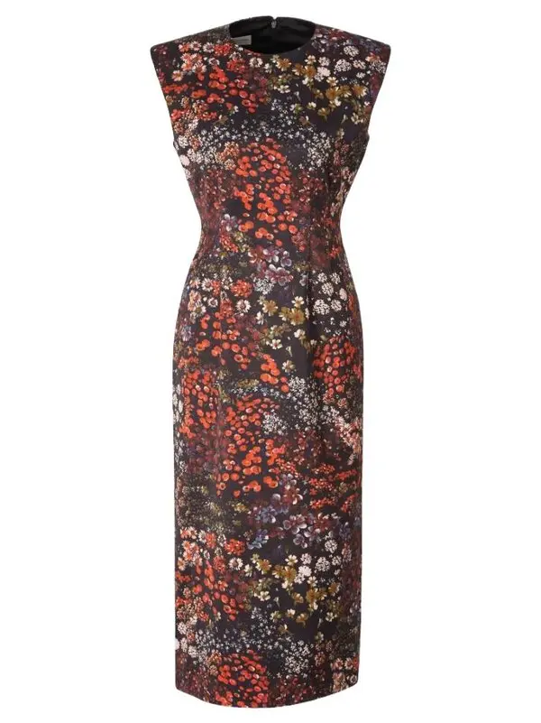 Dries Van Noten Sleeveless Floral Print Barrel Dress - Black