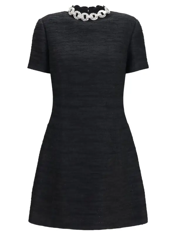 Valentino Garavani Short Sleeve Embroidered Tweed Dress - No