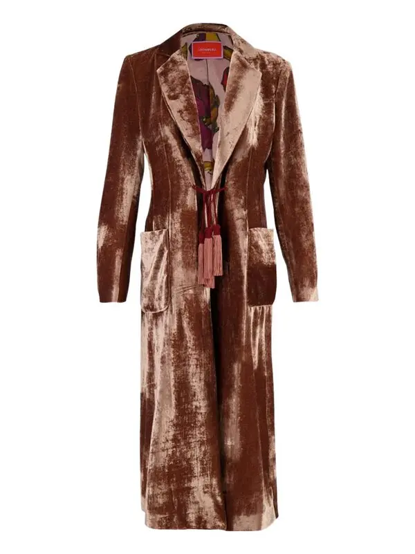 La DoubleJ Velvet Coat With Tassel Detail - Brown