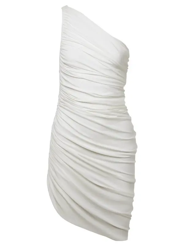 Norma Kamali Diana One-shoulder Ruched Mini Dress - Snow White