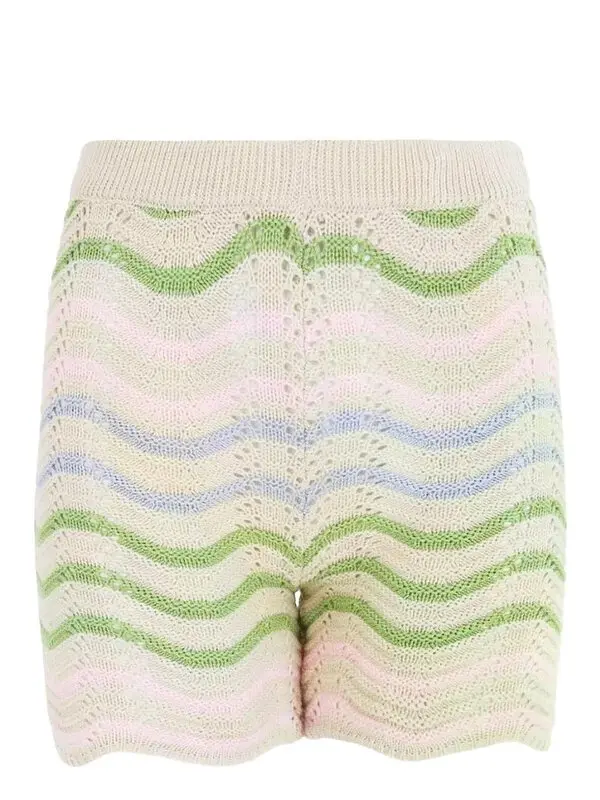 Agua Bendita Caloryn Wave-knit Pointelle Shorts - Multicolour