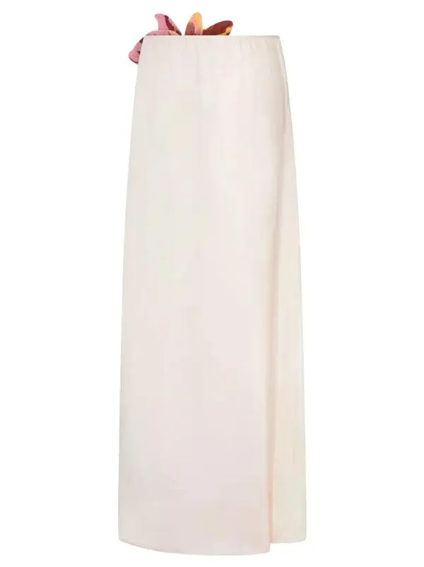 Farm Rio One-shoulder Floral Appliqué Dress - Neutrals