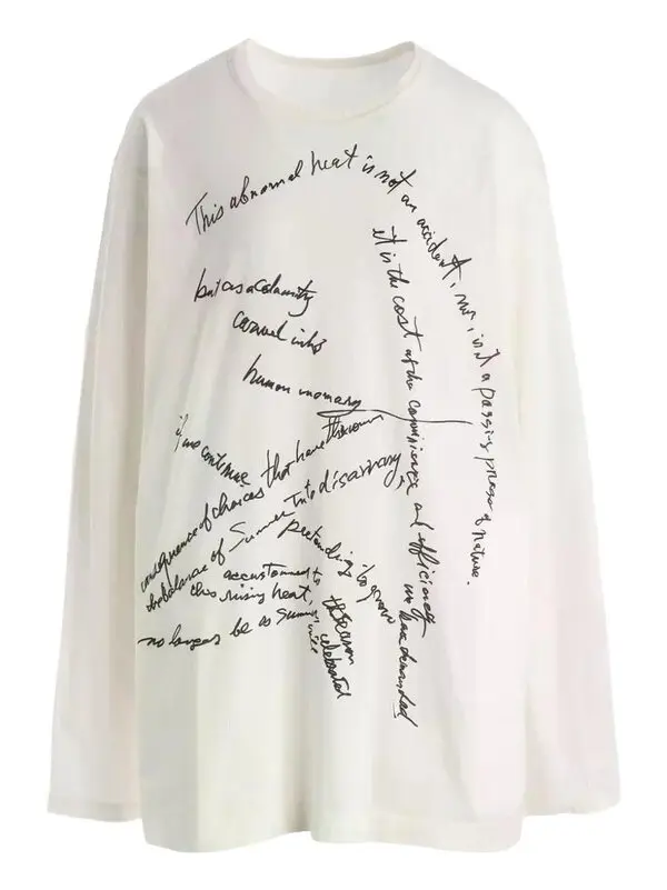 Yohji Yamamoto Text-print Long-sleeve T-shirt - Neutrals