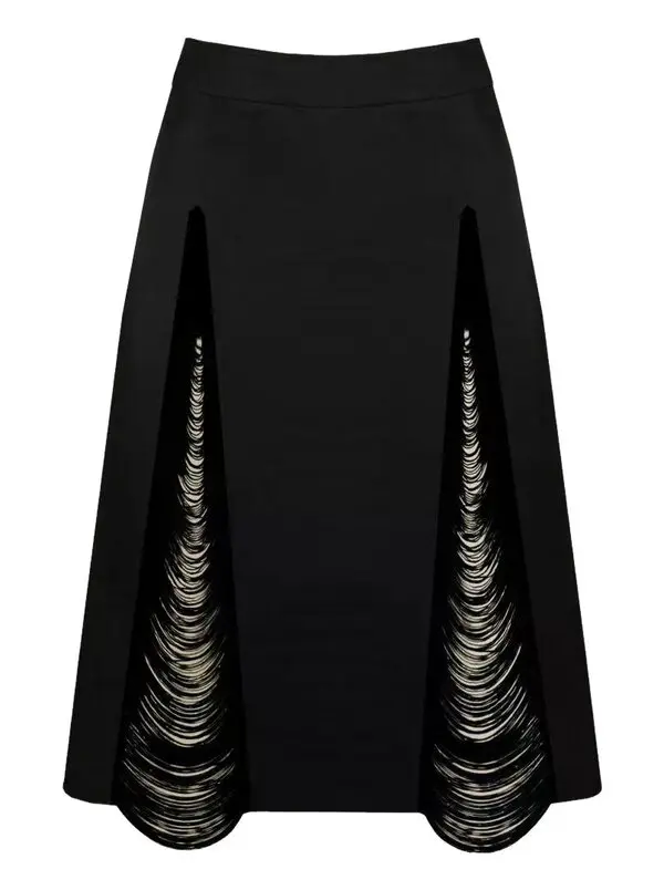 CONTESSA MILLS Madeleine Fringe-detail Skirt - Black