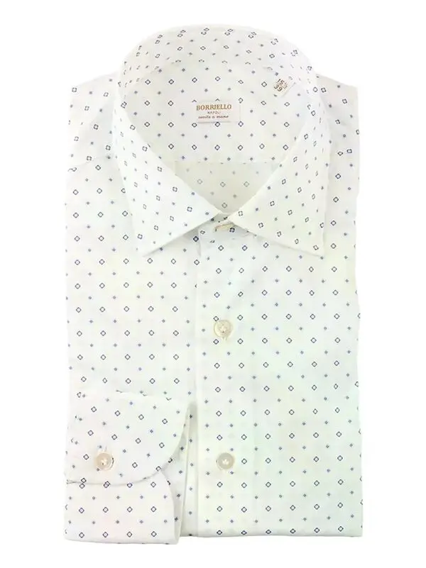 BORRIELLO NAPOLI Geometric-print Cotton Shirt - White