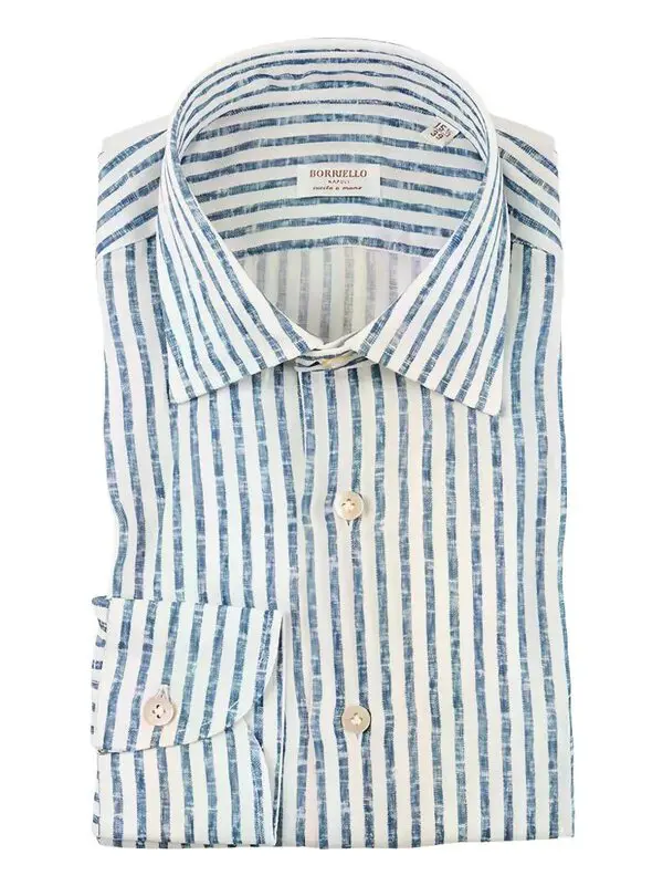 BORRIELLO NAPOLI Vertical-stripe Shirt - Blue