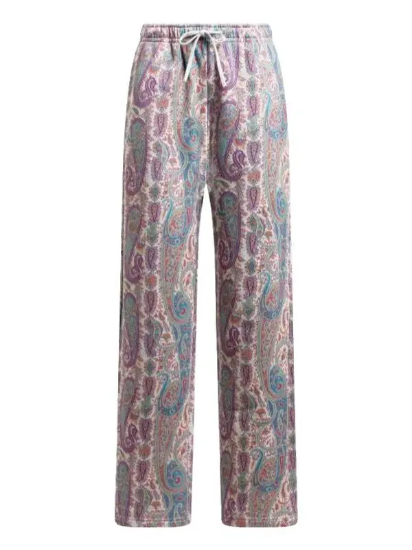 Etro Paisley Print Cotton Track Pants - Gray