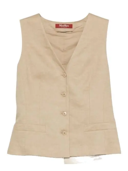 Max Mara Carnet V-neck Gilet - Nude
