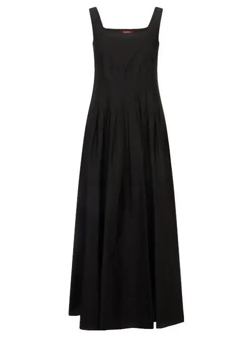 Max Mara Square-neck Pleated Midi Dress - Black