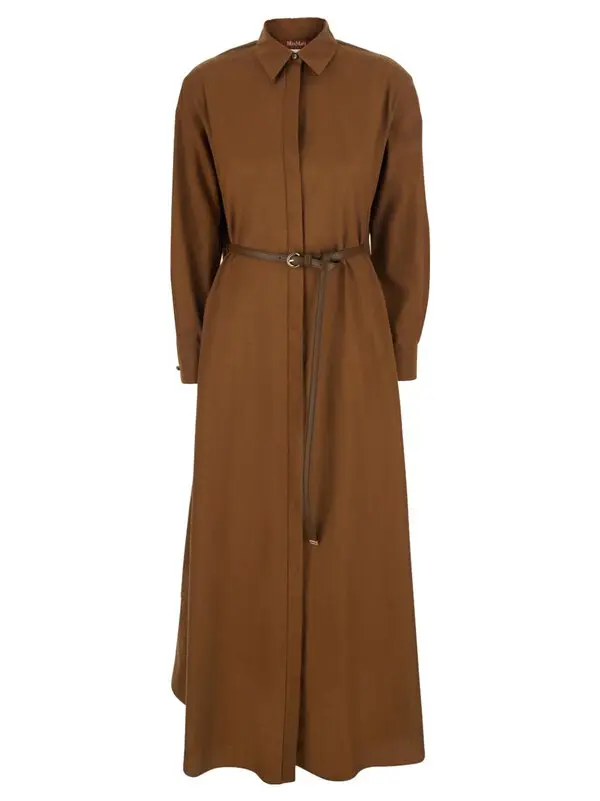 Max Mara Long-sleeved Belted Dress - No