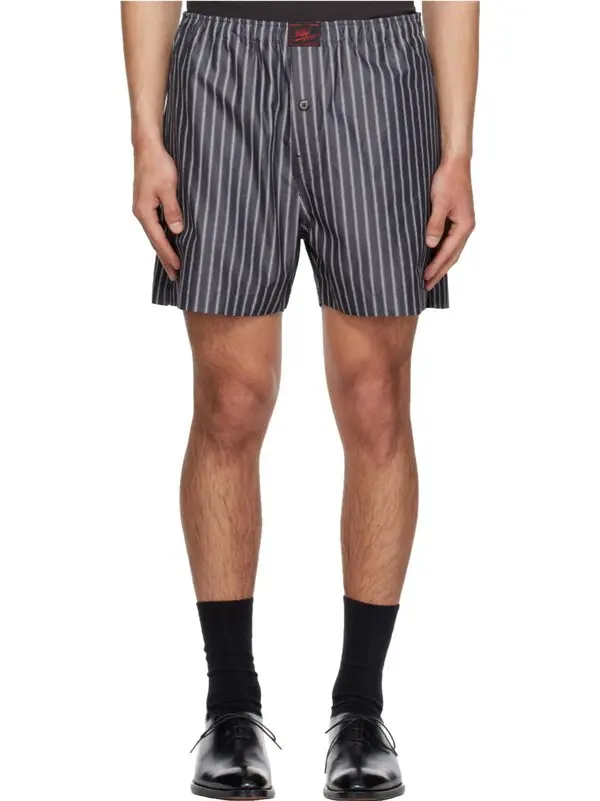 WILLY CHAVARRIA Striped Elastic Waistband Shorts - Black