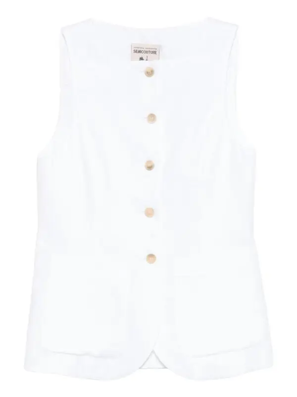 SEMICOUTURE Sleeveless Vest With Button Closure - White