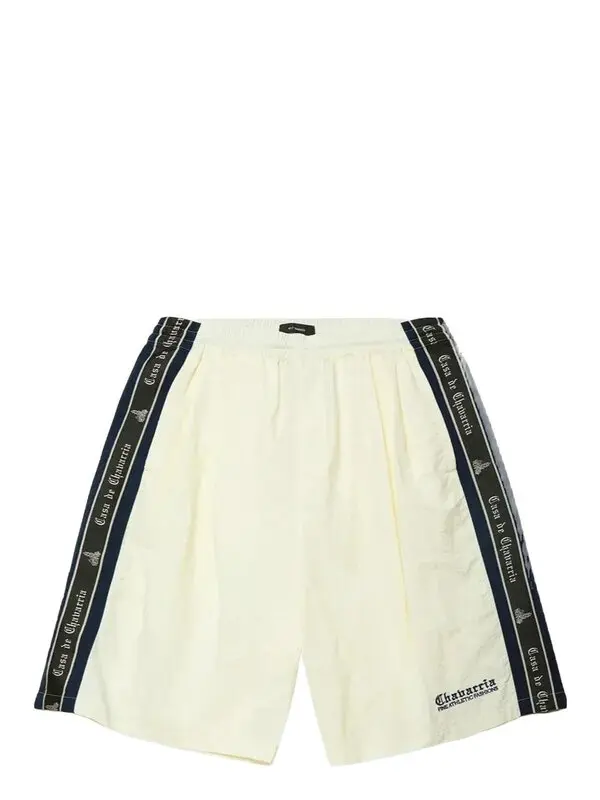 WILLY CHAVARRIA Color-blocked Relaxed Fit Shorts With Logo Trim - White
