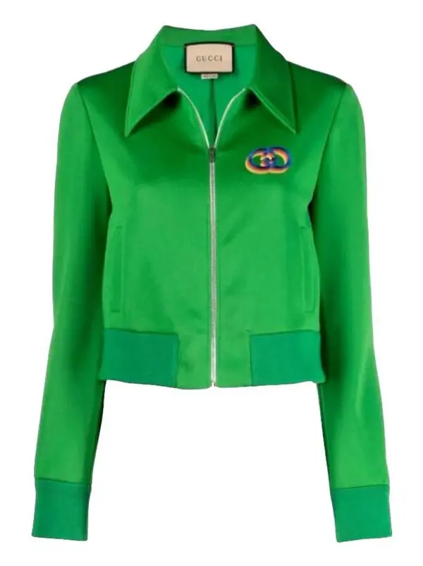 Gucci Tiger Embroidery Technical Jersey Jacket - Green