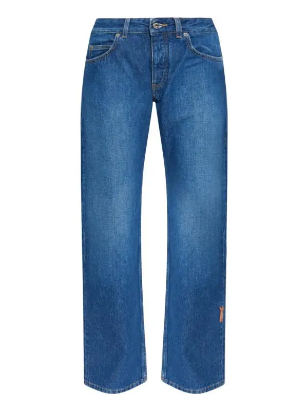 Off-White Logo Patch Straight Leg Jeans - Blue