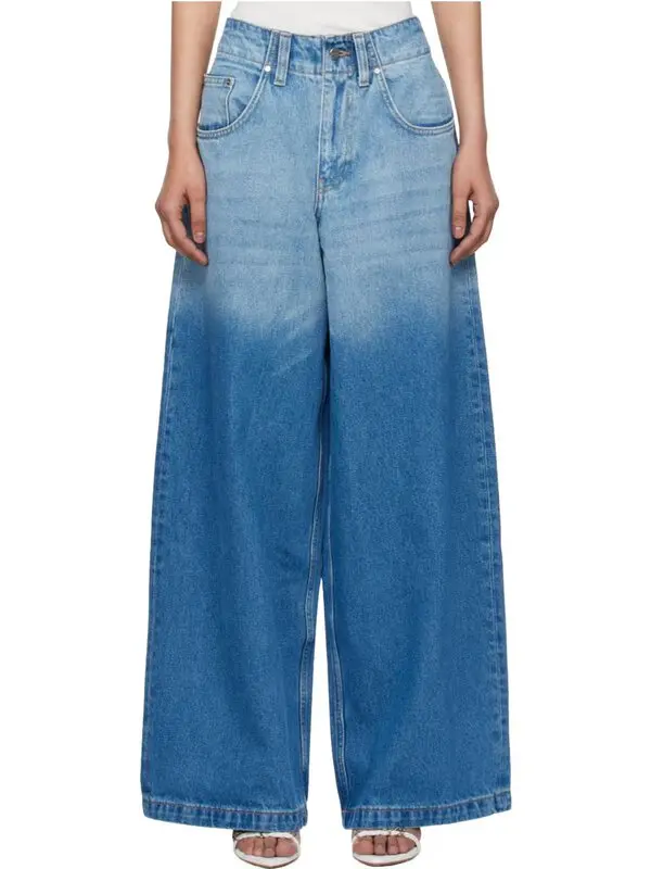 DION LEE Gradual Fade Wide Leg Denim Trousers - Blue