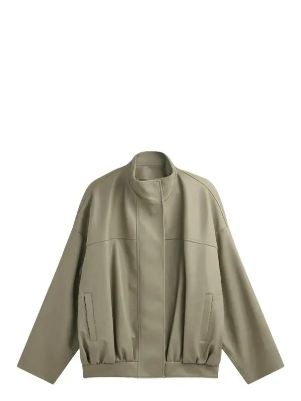 THE FRANKIE SHOP Veren Faux Leather Bomber Jacket - Sage Green