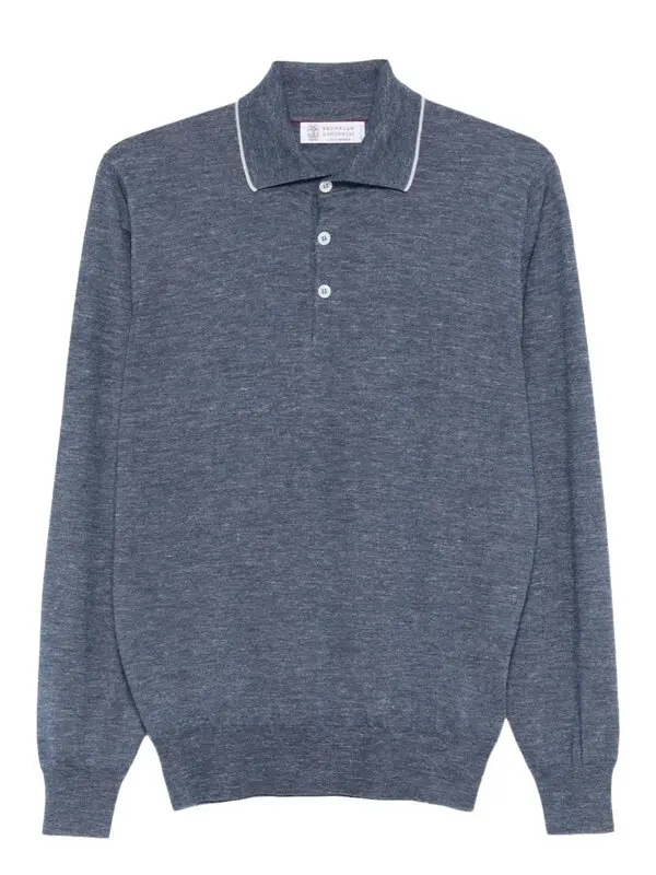 Brunello Cucinelli Lightweight Plain Stitched Polo Shirt - Gray