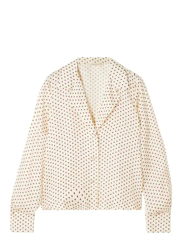 DÔEN Polka Dot Silk-blend Twill Blouse - No