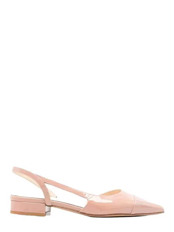 ANNA F. Patent Pointed-toe Slingback Flat Pumps - Pink