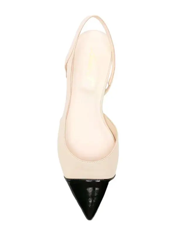ANNA F. Patent Leather Slingback Flat Pumps - Neutrals