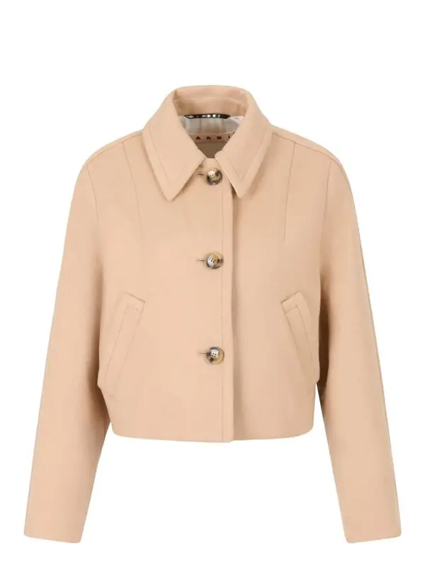 Marni Camel Felt Cropped Jacket - Lightcamel