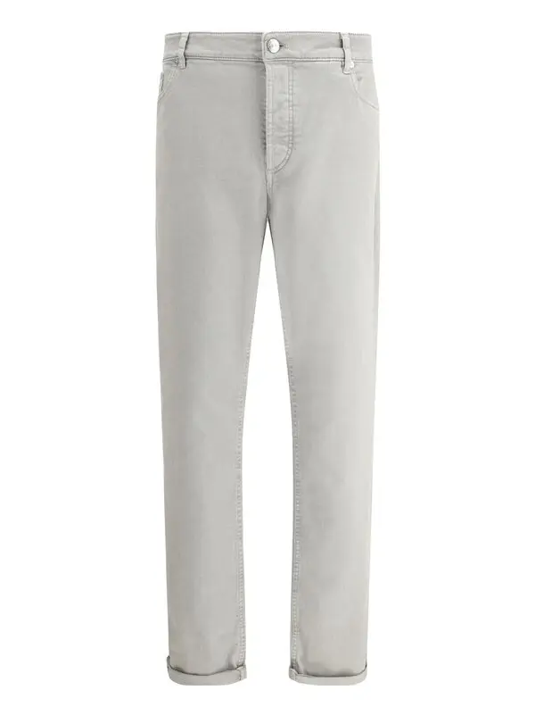 Brunello Cucinelli Straight-leg Jeans With Logo Patch - Khaki