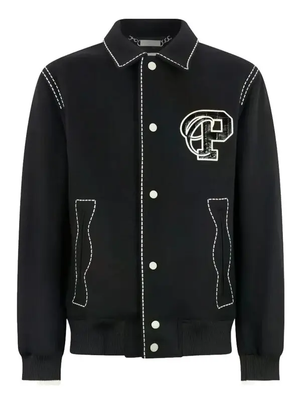 Philipp Plein Contrast Stitching Wool Jacket - Black