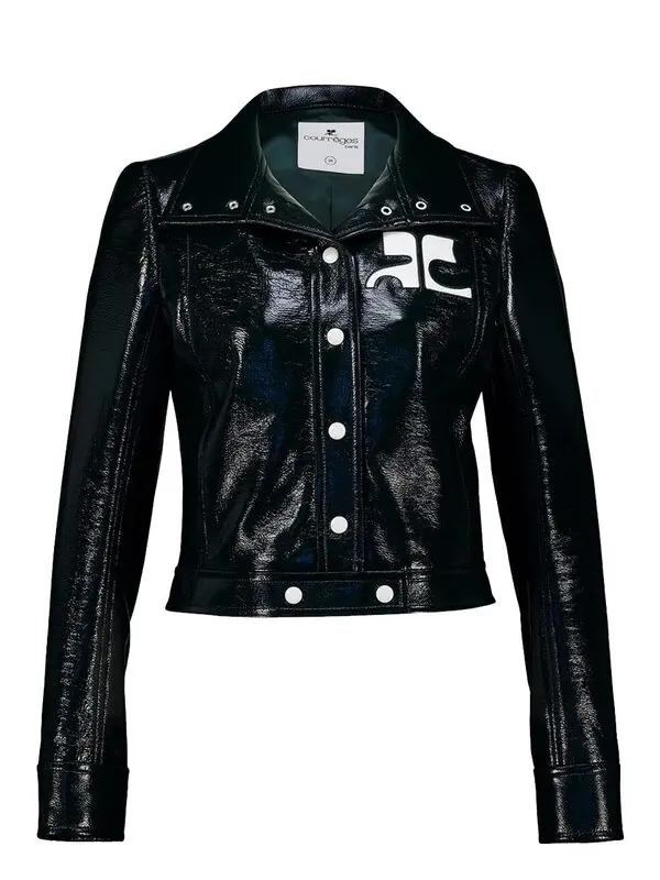 COURREGES Dark Reedition Vinyl Cropped Jacket - Green