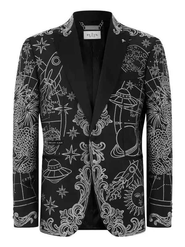 Philipp Plein Zodiac Rhinestone-embellished Blazer - Black