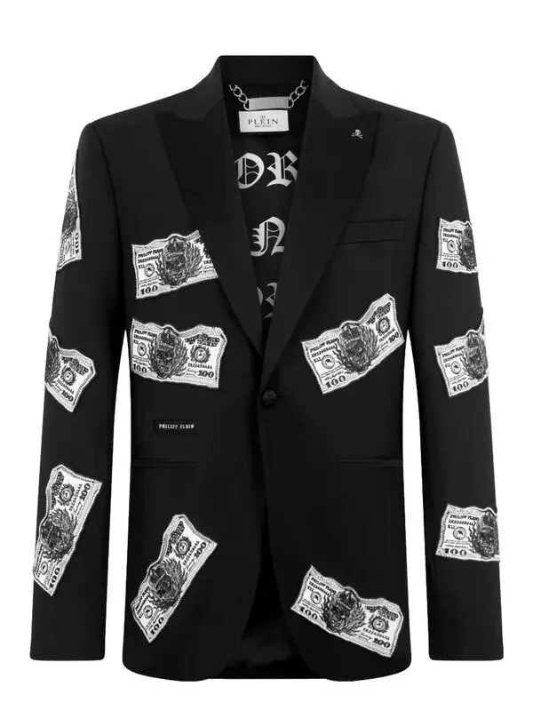 Philipp Plein Strass-embellished Dollars Blazer - Black