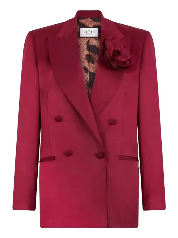 Philipp Plein Double-breasted Floral-appliqué Blazer - Red