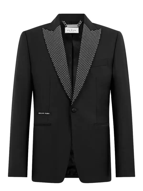 Philipp Plein Embellished Buttoned Blazer - Black