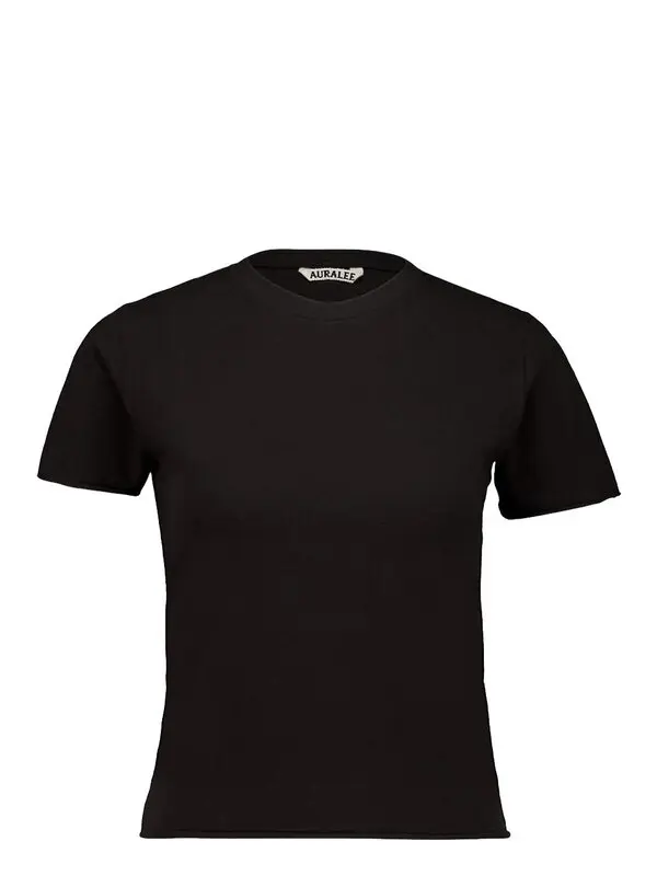 Auralee Brushed Organic Cotton T-shirt - Black