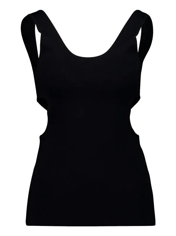 Auralee Double Faced Silk Cotton Tank With Cut-out Detail - Black