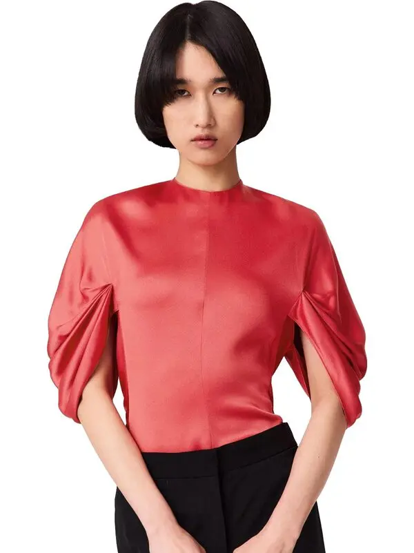 Stella McCartney Draped Sleeve Acetate Top - Red