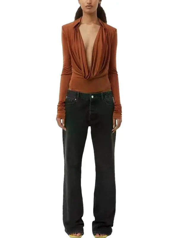 Gauge81 Bauska Draped V-neck Bodysuit - Brown