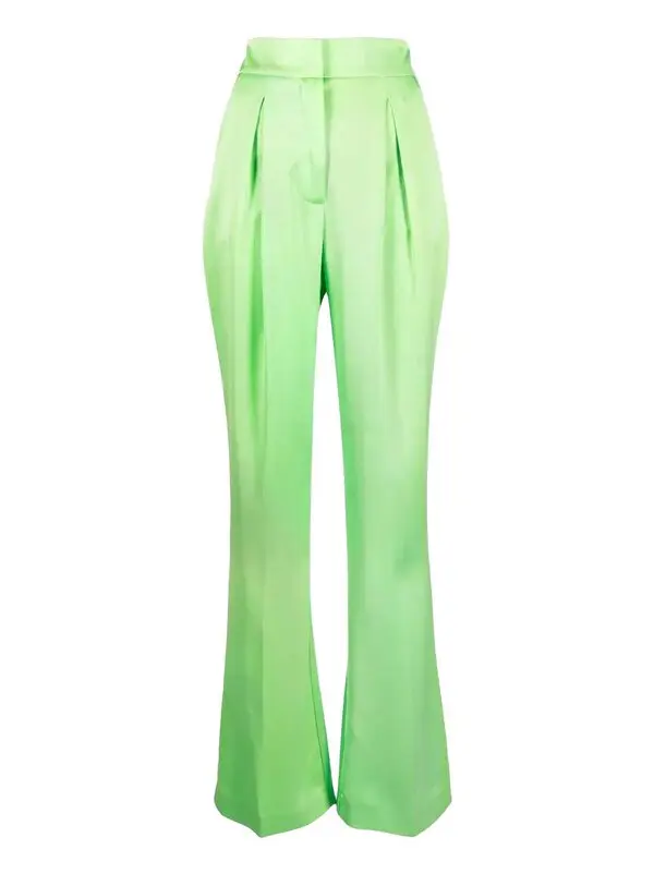 GENNY Pleat-detail Flared Trousers - Green
