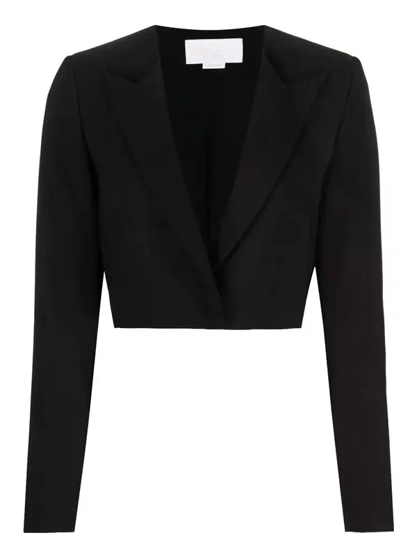 GENNY Cropped Peak-lapel Blazer - Black