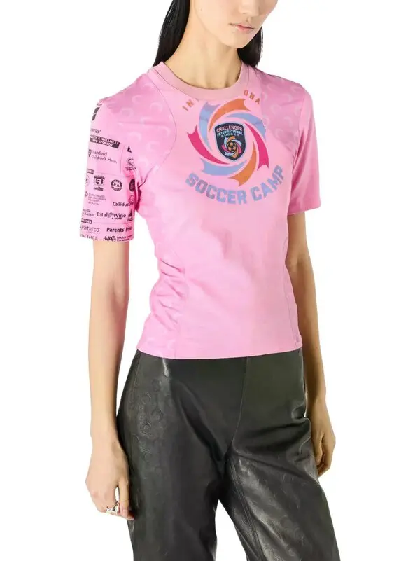 MARINE SERRE Graphic Print Paneled T-shirt - Pink
