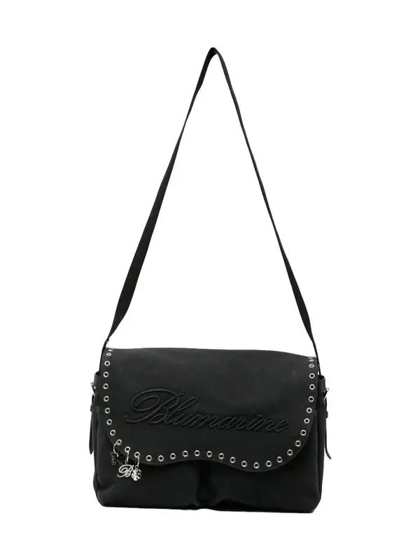 Blumarine Logo Embroidered Cross Body Bag - Black