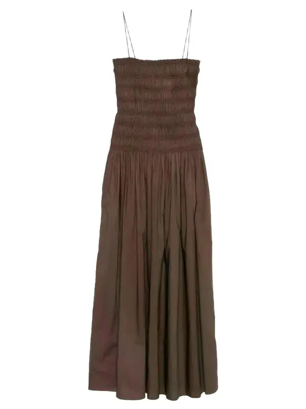 Matteau Shirred Drop-waist Dress - Brown