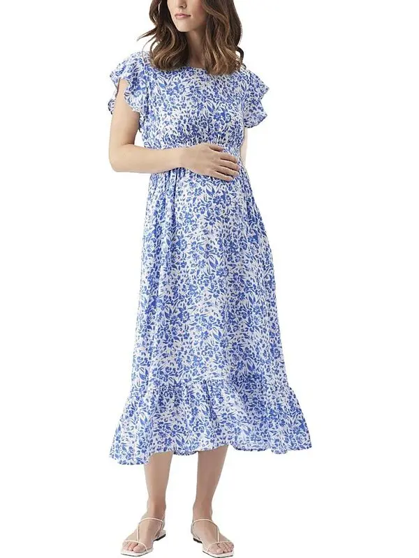 RIPE MATERNITY Pippa Cut Out Dress - Royal/white