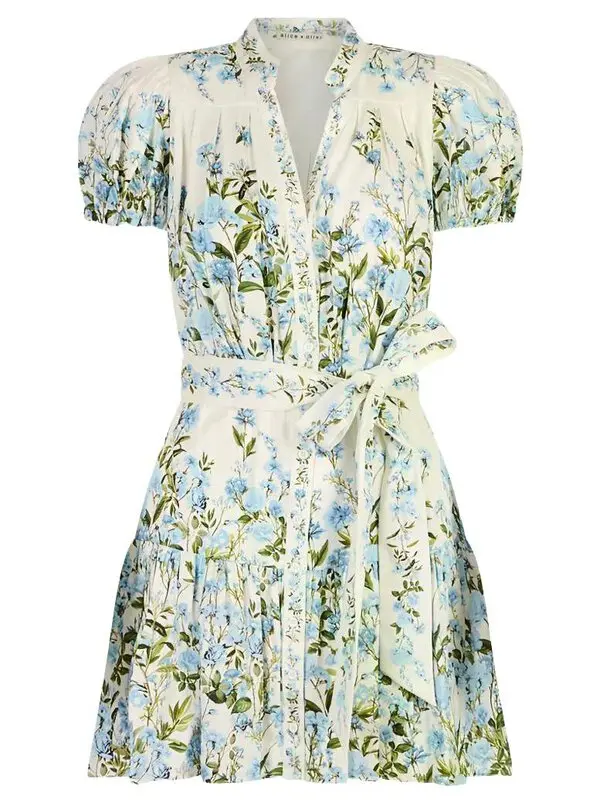 Alice + Olivia Floral Print Belted Dress - Neutrals